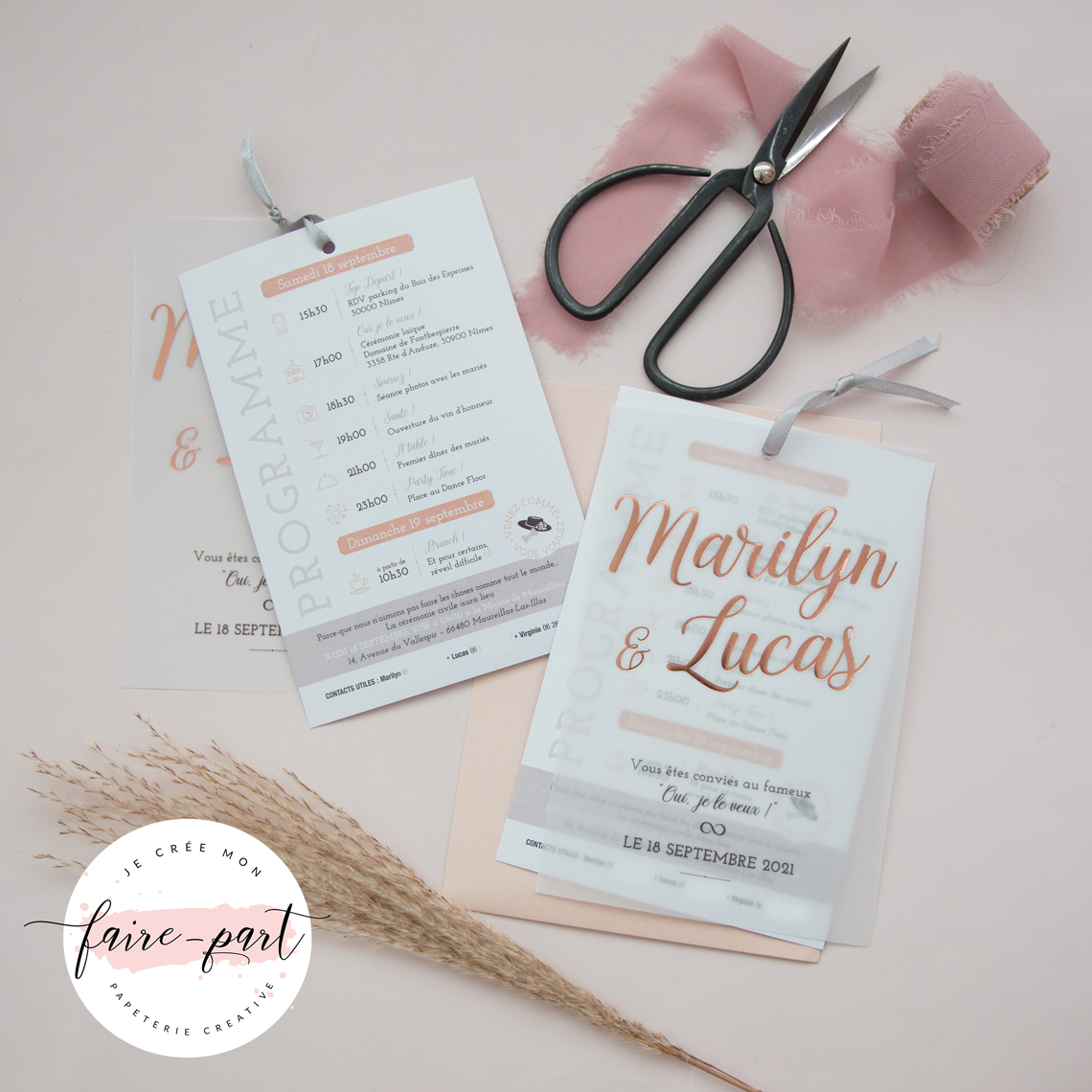 Faire-part mariage sur calque